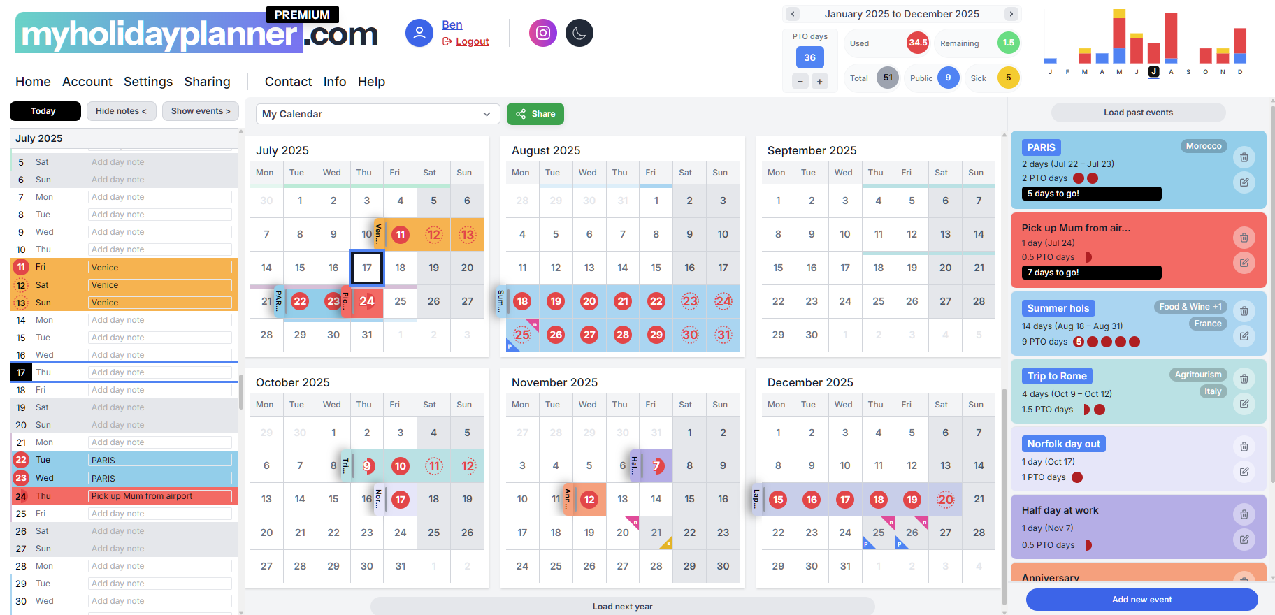 My Holiday Planner - Plan Your Time Off